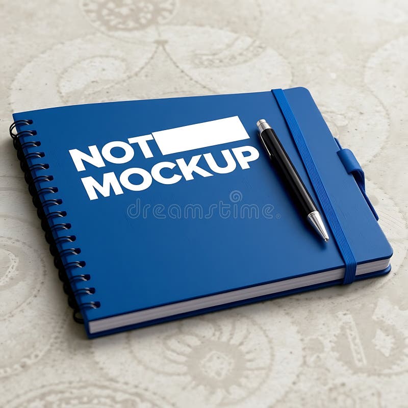 A Branded Notebook and Pen Mockup Placed Together on a Textured Surface ...