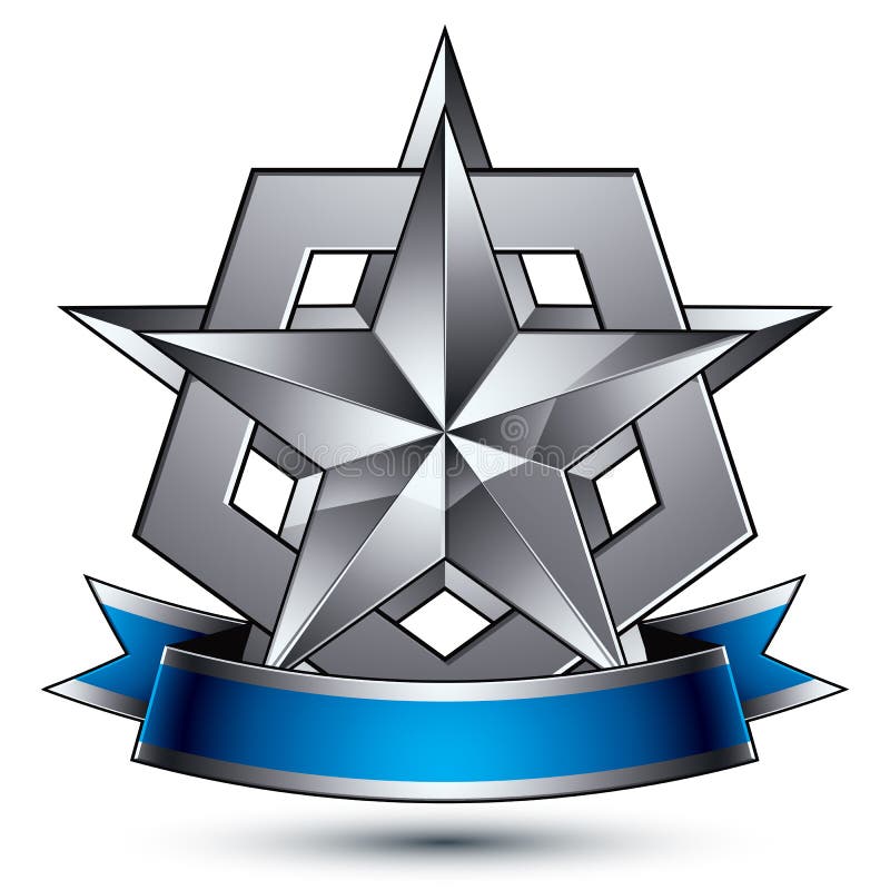 Branded Silver Geometric Symbol with Curvy Ribbon, Stylized Protection ...