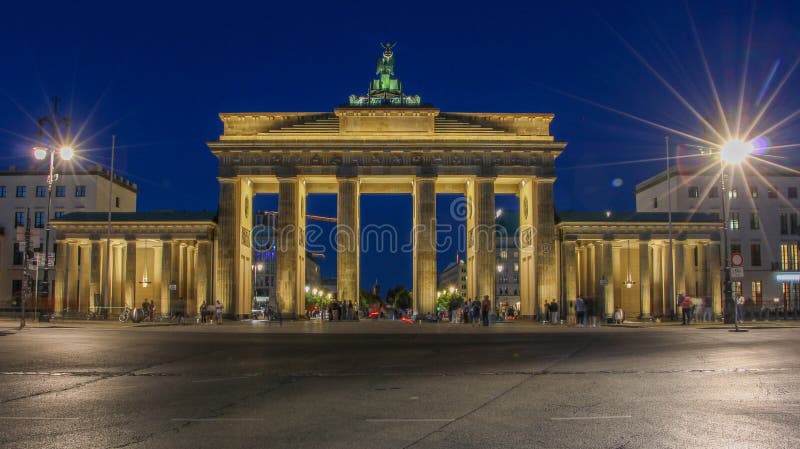 Brandenburg Arch in Berlin Illuminated in the Night Sky Stock Image ...