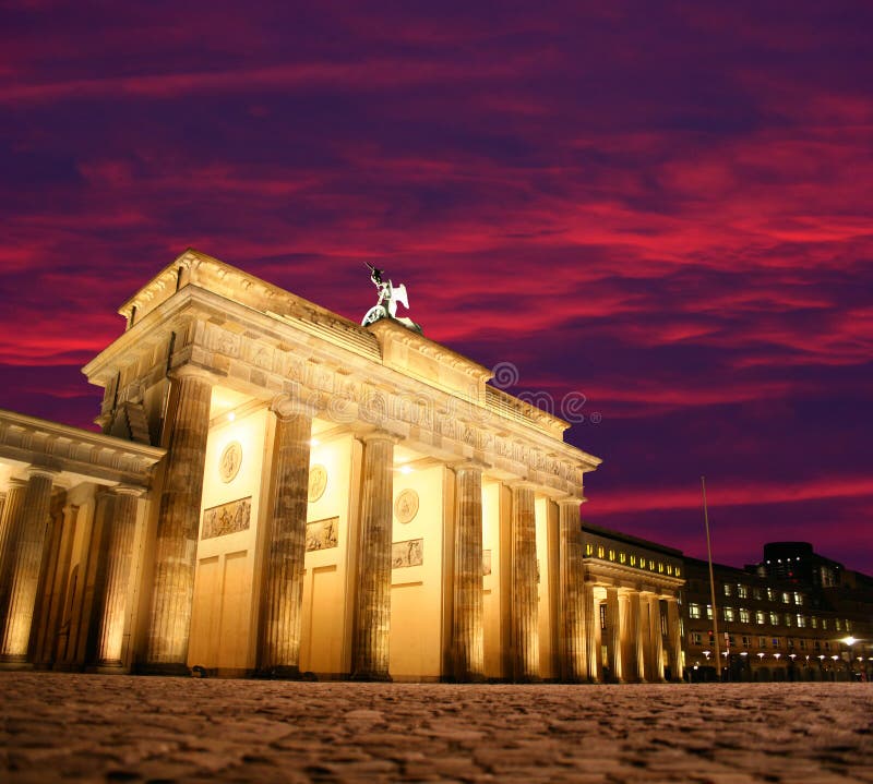 Brandenburg Gate in Berlin stock photo. Image of dawn - 16302016