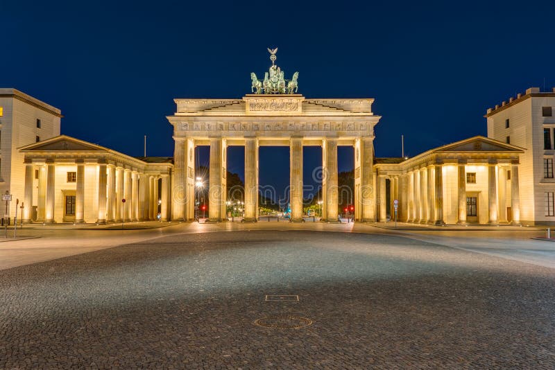 The Brandenburg Gate in Berlin at Darkness Stock Photo - Image of ...