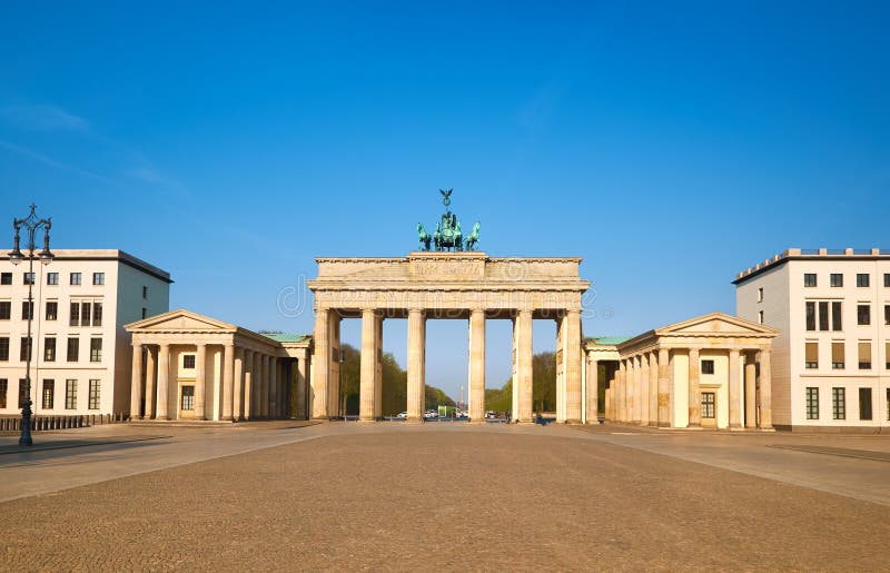 Brandenburg Gate in Berlin, Germany, on a Bright Day with Blue Sky ...