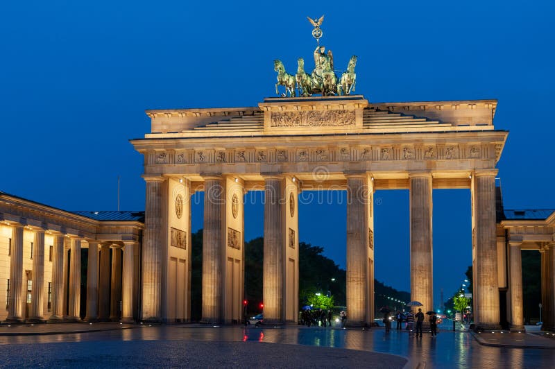 Brandenburg Gate in Berlin at Night, Germany. Stock Photo - Image of ...