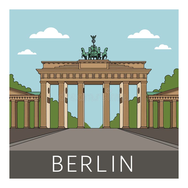 Brandenburg Gate Landmark Architecture with Statues and Columns Minimal ...