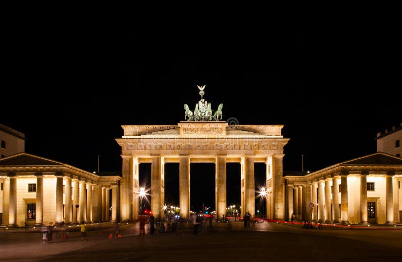 Brandenburg Gate at night stock photo. Image of eagle - 34294208