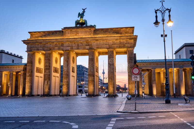 The Brandenburg Gate with the TV Tower in the Back Editorial Stock ...
