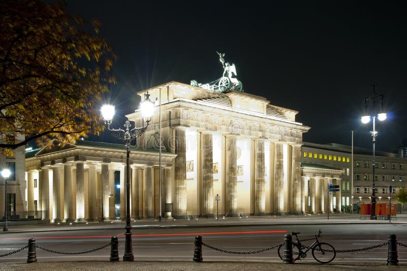 Brandenburger Gate in Berlin at Night Stock Image - Image of german ...