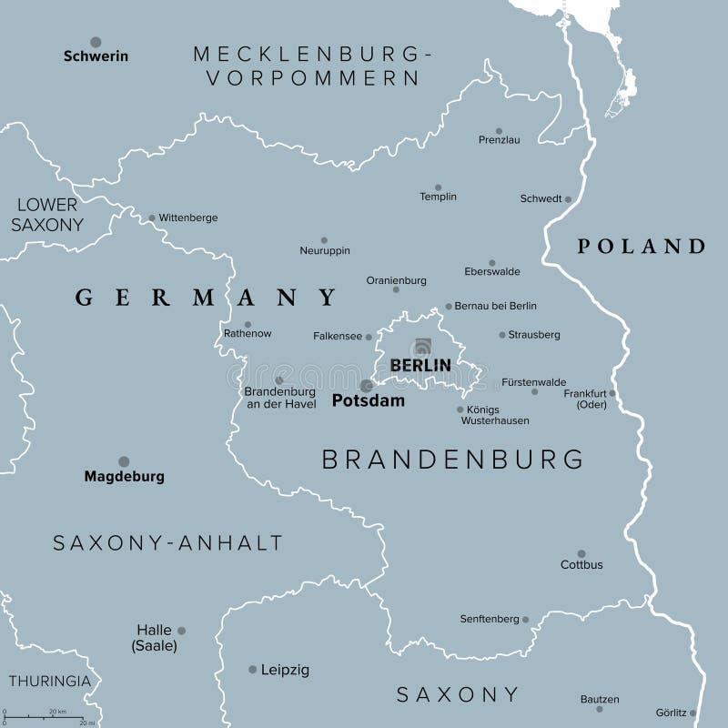 Map of Brandenburg stock vector. Illustration of federal - 84538676