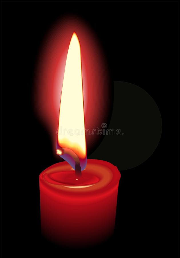 Brandende rode kaars. vector illustratie. Illustration of kaarslicht ...