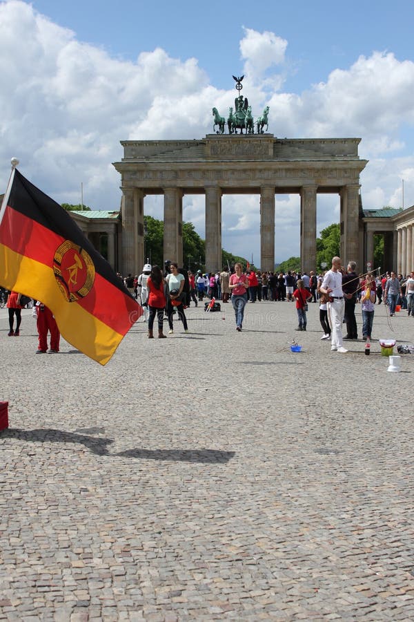 Branderburg Gate with German Flag Editorial Photography - Image of ...