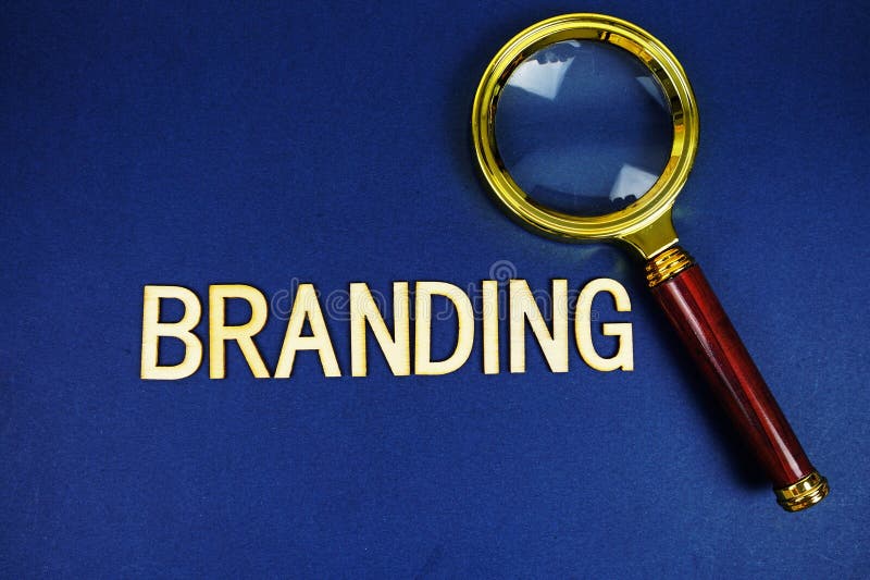 Branding Alphabet Letters with Magnifying Glass on Navy Blue Background ...