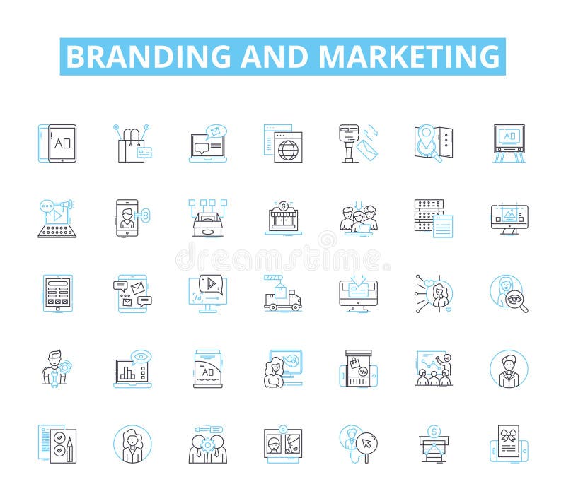 Branding and Marketing Linear Icons Set. Identity, Perception, Logo ...