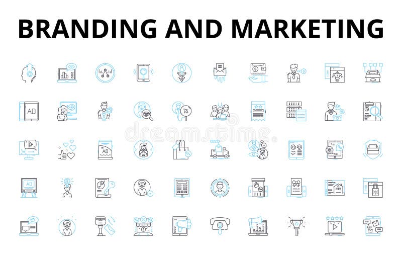 Branding and Marketing Linear Icons Set. Identity, Perception, Logo ...