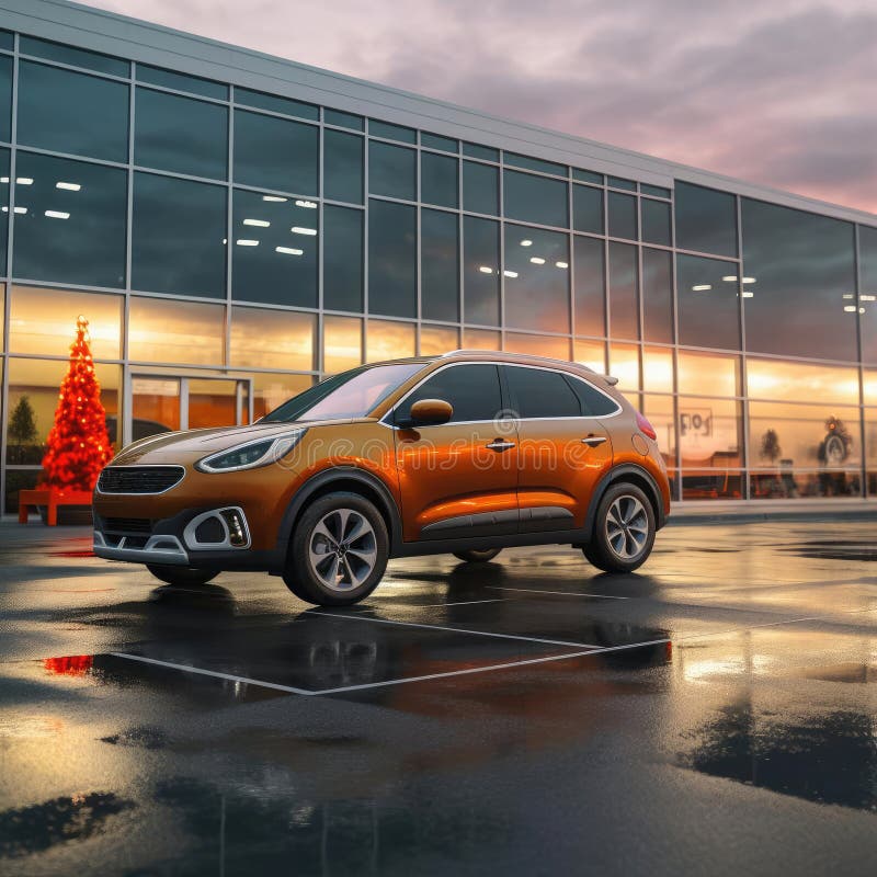 Brandless Crossover Against the Backdrop of a Dealership Stock ...