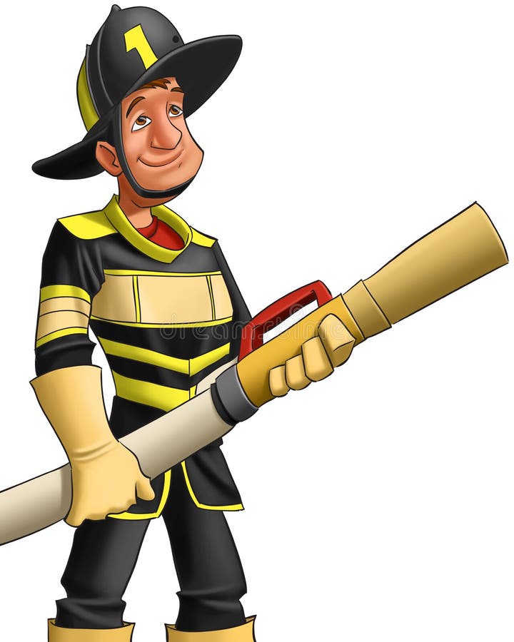 Brandweerman het Werken vector illustratie. Illustratie bestaande uit ...