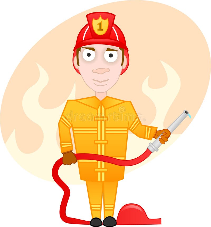Brandweerman vector illustratie. Illustration of onderhoud - 9362069