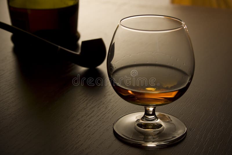 Brandy and pipe III stock photo. Image of close, glasses - 1033402