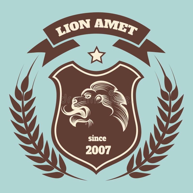 Brasão medieval com o leão ilustração do vetor. Ilustração de emblema ...
