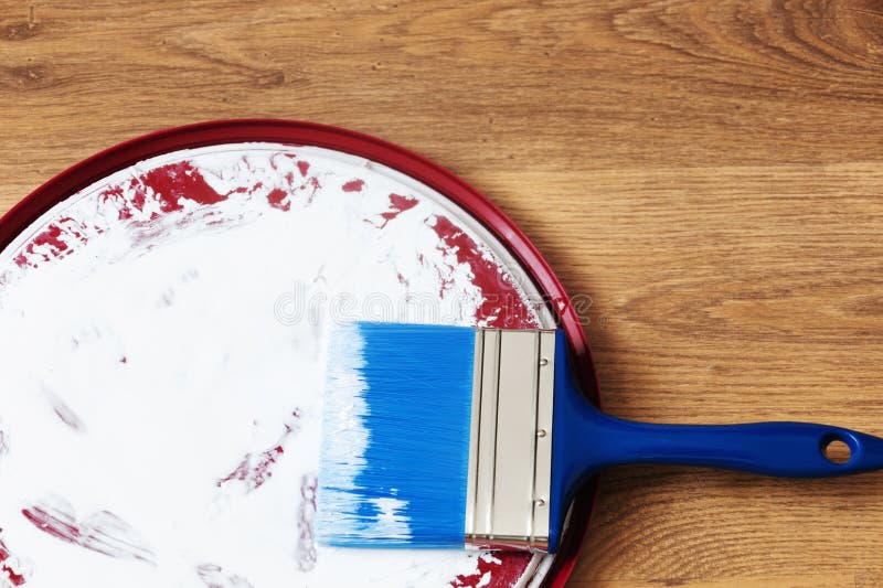 Brash and White Paint on Floor Stock Image - Image of painting, house ...