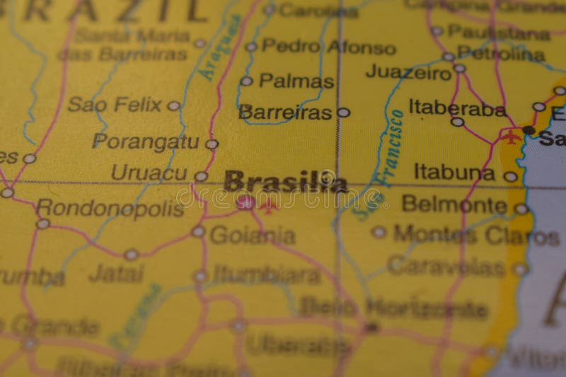 Brasilia on the World Map-Geo Political Map Stock Photo - Image of globe, brasilia: 368003226