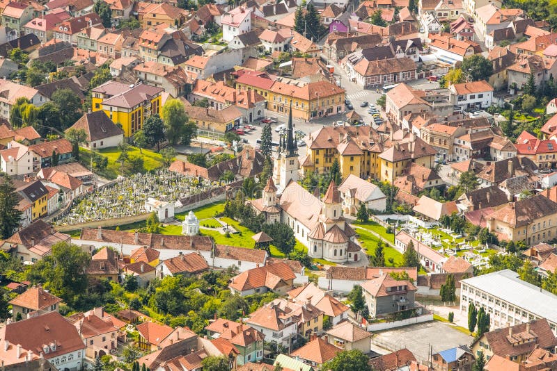Panoramic Aerial View of the Historic Town Hall in Brasov Editorial ...