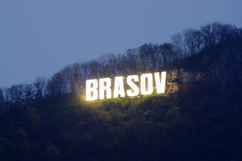 Brasov Sign on the Tampa Hill. Romania Stock Image - Image of forest ...
