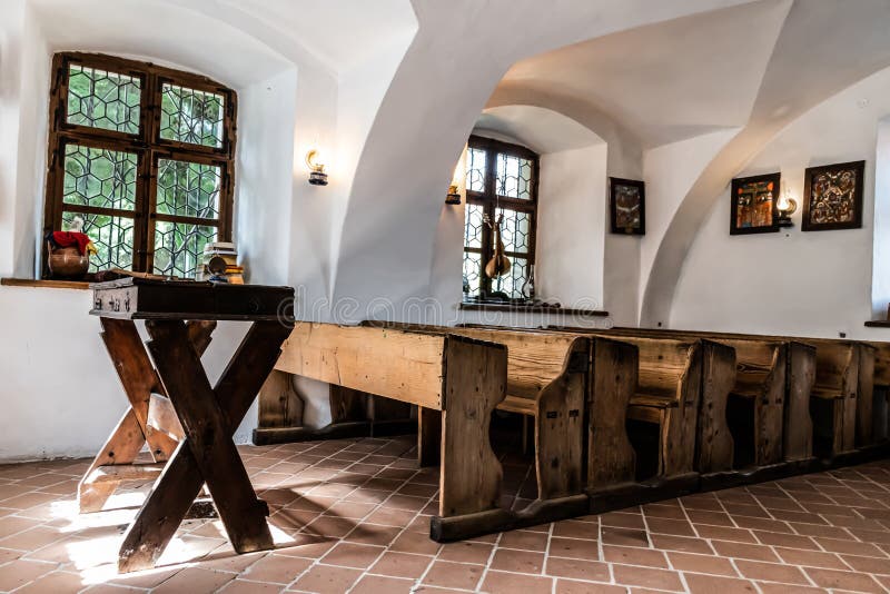 Interior of the First Romanian School Editorial Image - Image of desk ...