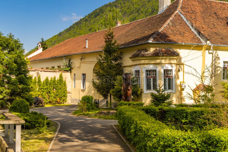 BRASOV, ROMANIA. Wood Statue in Front of the Faculty of Silviculture ...