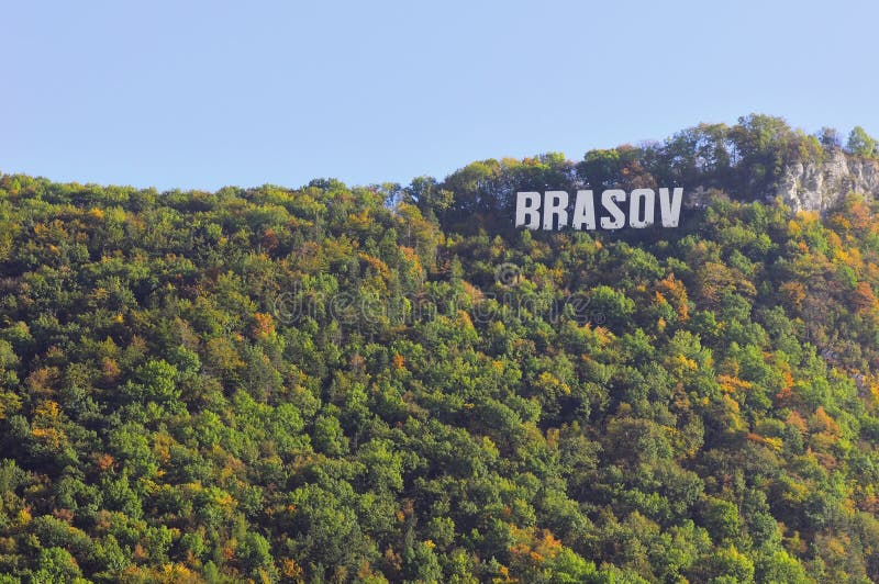 Brasov sign in forest stock image. Image of copyspace - 80315381