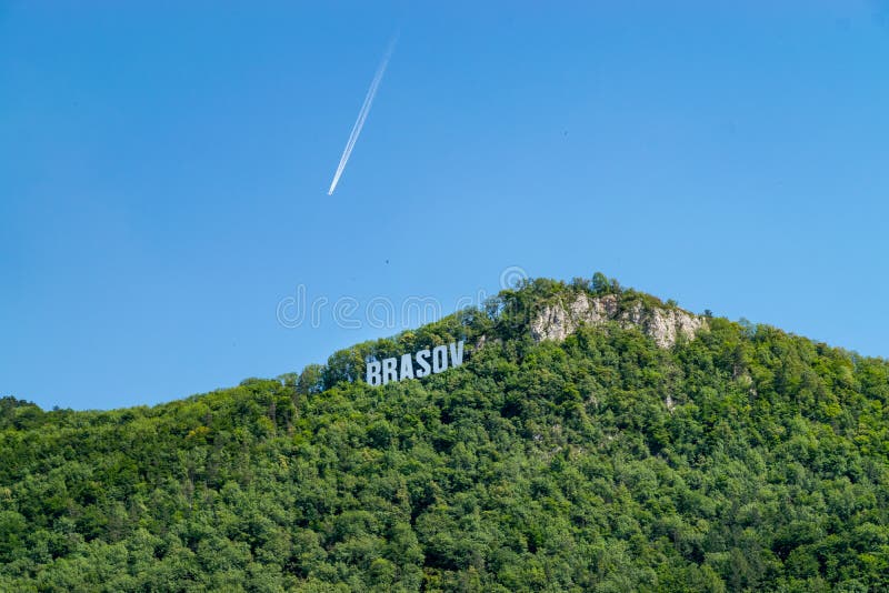 Brasov Sign on the Tampa Mountain in Brasov, Romania Stock Photo ...