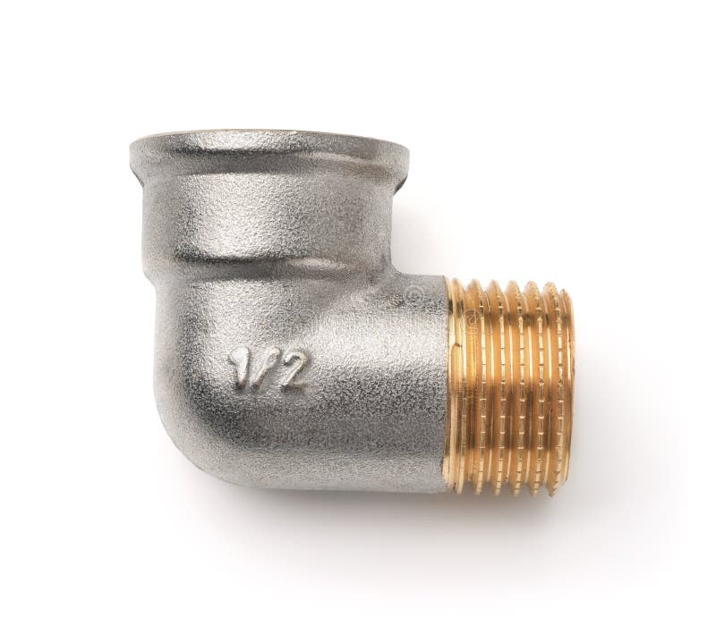 Brass Angle Threaded Elbow Fitting Stock Photo - Image of coupling ...