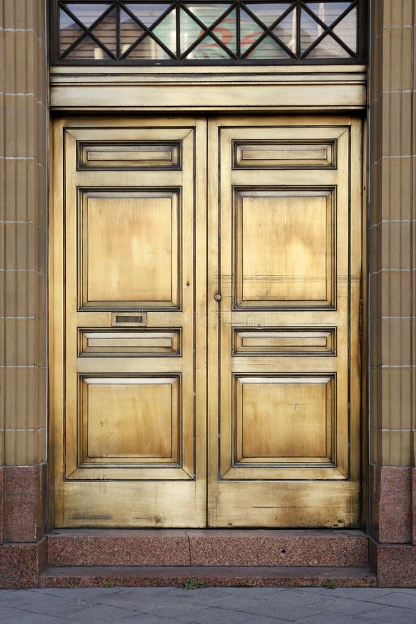 Brass Bank Doors stock photo. Image of locked, stone, entry - 4304104