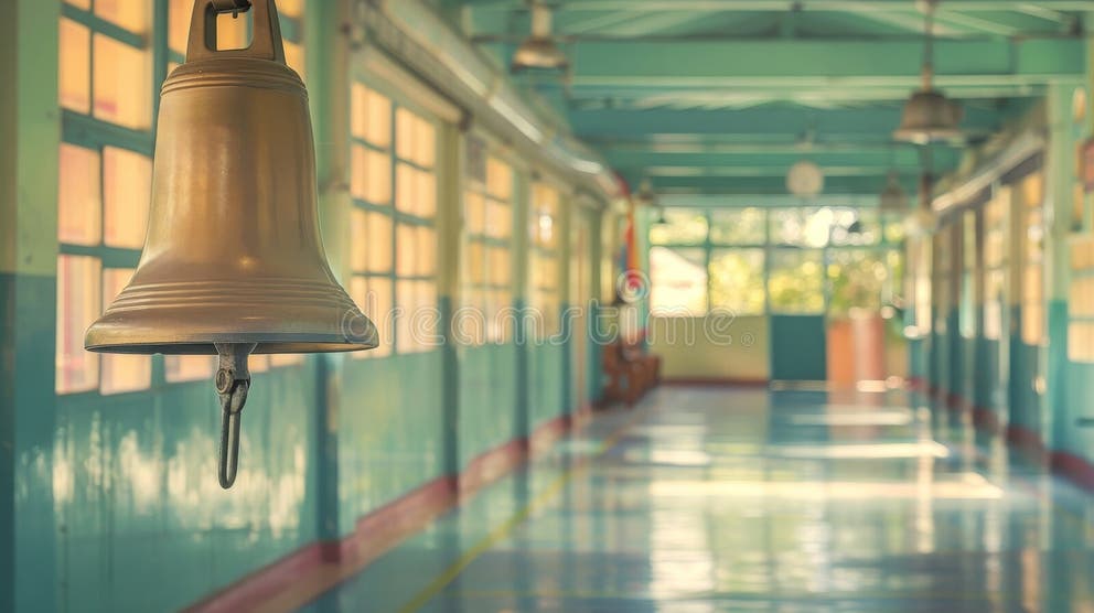 A Brass Bell Hanging in a Hallway Stock Illustration - Illustration of ...