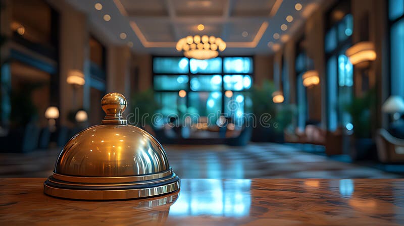 Brass Bell Hotel Lobby Reception Desk Service Stock Illustration ...