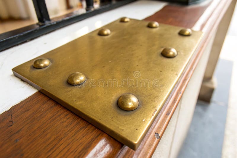 Brass or Bronze Metal Plate with Four Rivets Stock Illustration ...