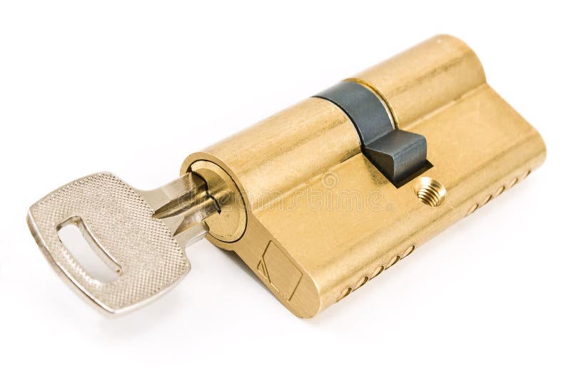 Brass Cartridge Cylinder with Keys Stock Image - Image of safety, brass ...