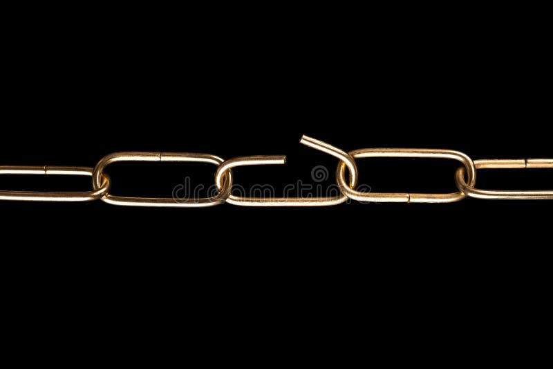 Steel Chain with Shiny Brass Plated Surface, and with One Link Bent ...