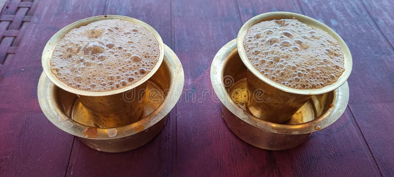 Brass Coffee Dual Lovely Cups Stock Image - Image of lovely, table ...