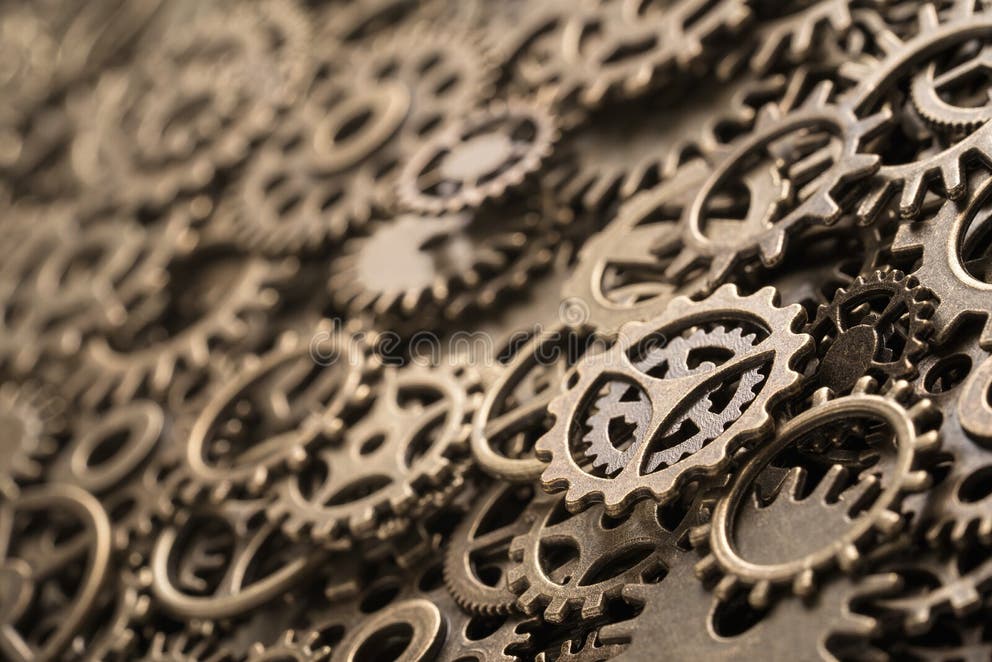 Brass Cog Wheels, Background with Copy Space Stock Image - Image of ...