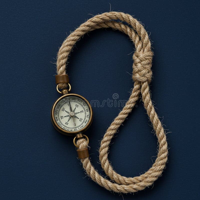 A Brass Compass with a Leather Attachment is Enclosed within a Loop of ...