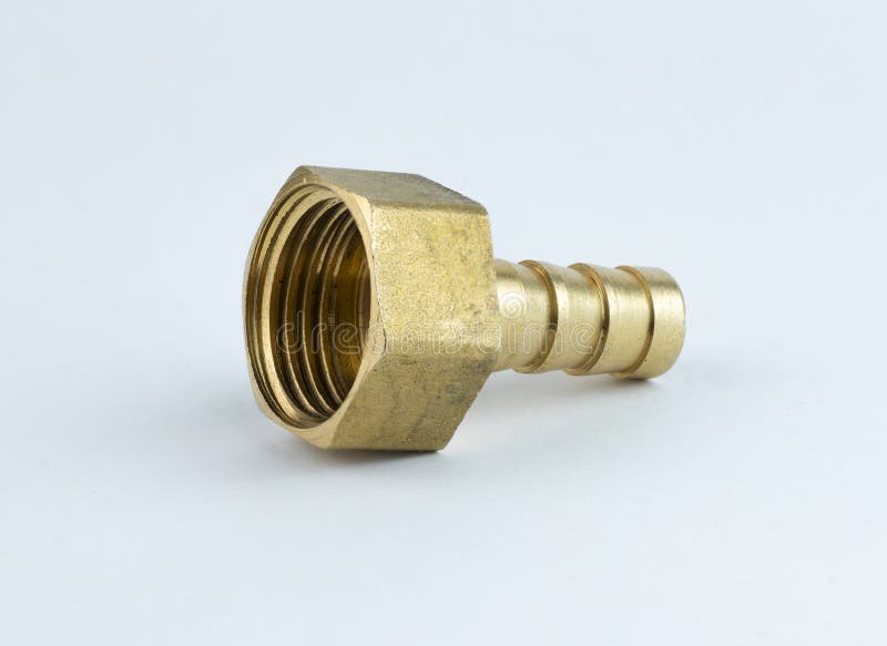 A Brass Connector, Brass Pipe Fitting Isolated Stock Image - Image of ...