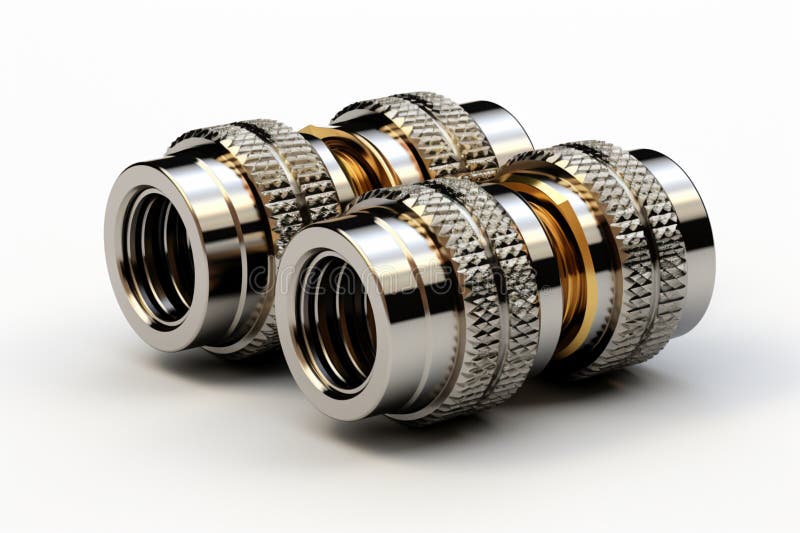 Brass Couplings on White Background Stock Illustration - Illustration ...