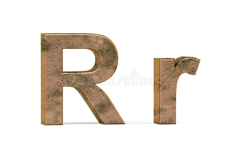 Brass 3D Letter R - Three Dimensional Uppercase and Lowercase R Covered ...