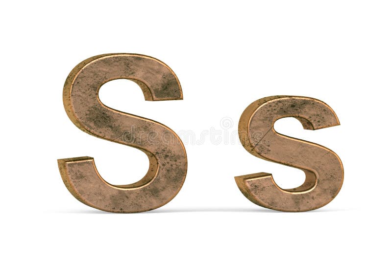 Brass 3D Letter S - Three Dimensional Uppercase and Lowercase S Covered ...
