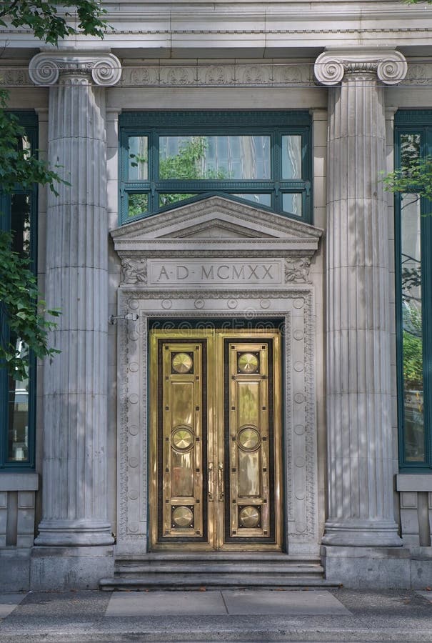 Brass Bank Doors stock photo. Image of locked, stone, entry - 4304104