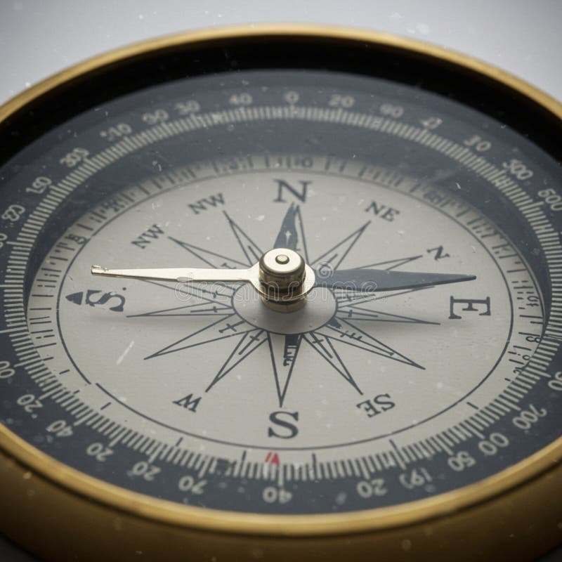 Brass-framed Compass Featuring a Classic Wind Rose Design with Cardinal ...