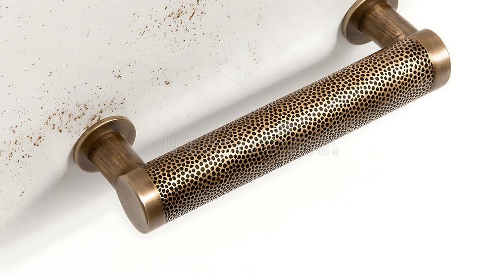 A Brass Handle with a Pattern of Dots is Shown Stock Image - Image of ...