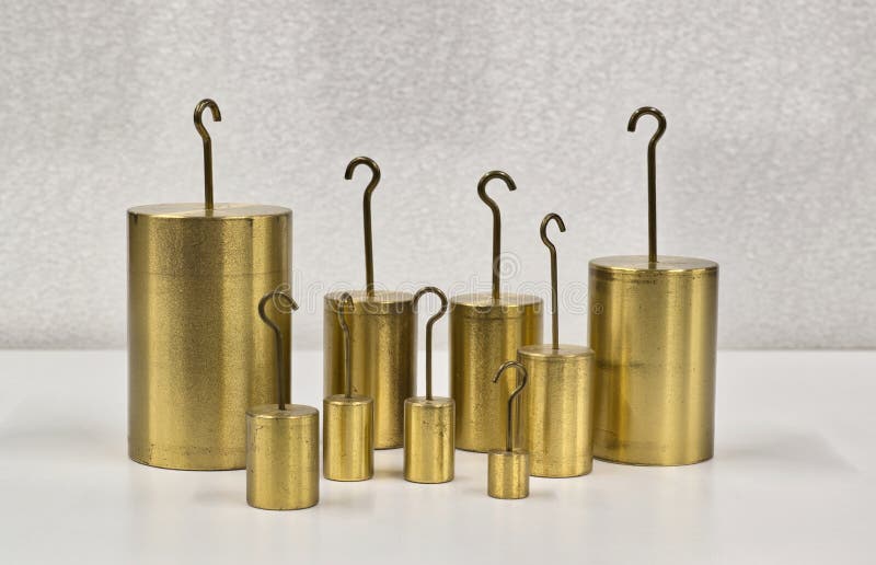 Brass Hooked Weights Scientific Laboratory Measuring Equipment. Stock ...