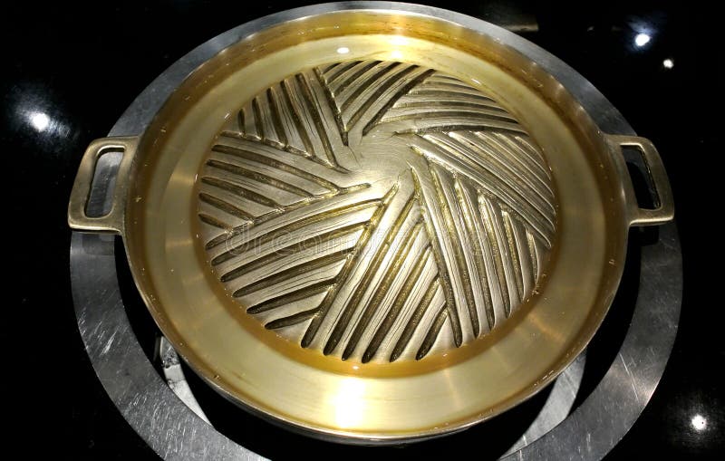 Brass Hot Pan for BBQ Close Up Stock Image - Image of barbecue, kitchen ...