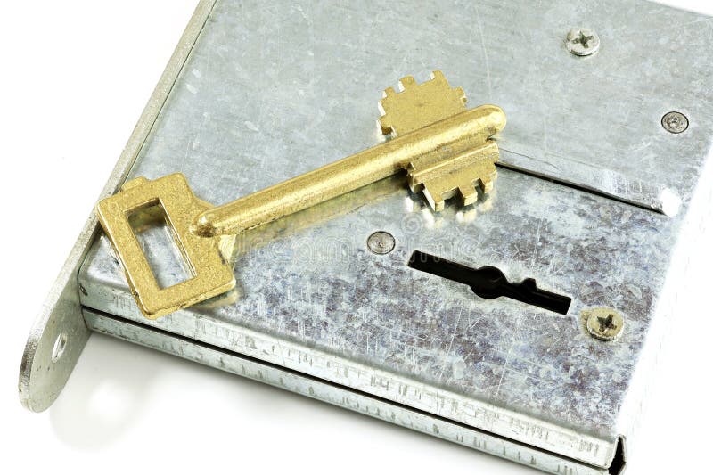 Brass Key for Opening the Lock in the House. Stock Photo - Image of ...
